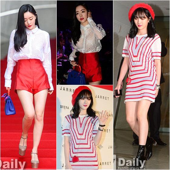 홍수아 vs 미쓰에이 지아 ‘레드룩 수위 조절법’, 마이너스가 필요한 순간 [SFW 2016FW]